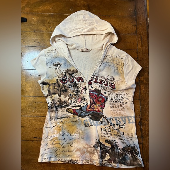 Blue Canyon | Tops | Vintage 99s Cowgirl Hooded Tee From Blue Canyon ...
